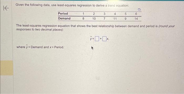 Given the following data, use least-squares | Chegg.com