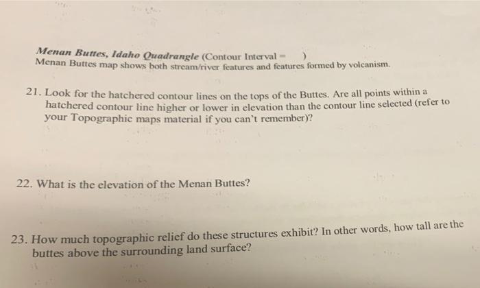 Solved Menan Buttes, Idaho Quadrangle (Contour Interval | Chegg.com