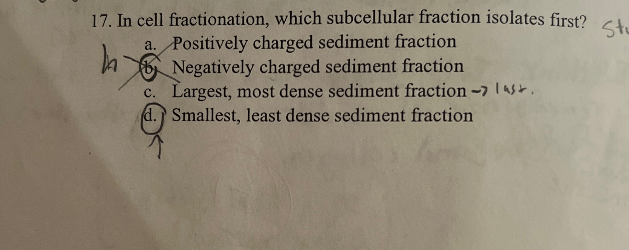 Solved In cell fractionation, which subcellular fraction | Chegg.com