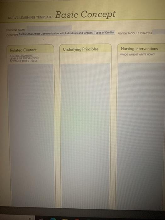 Solved Basic Concept ACTIVE LEARNING TEMPLATE: STUDENT NAME | Chegg.com