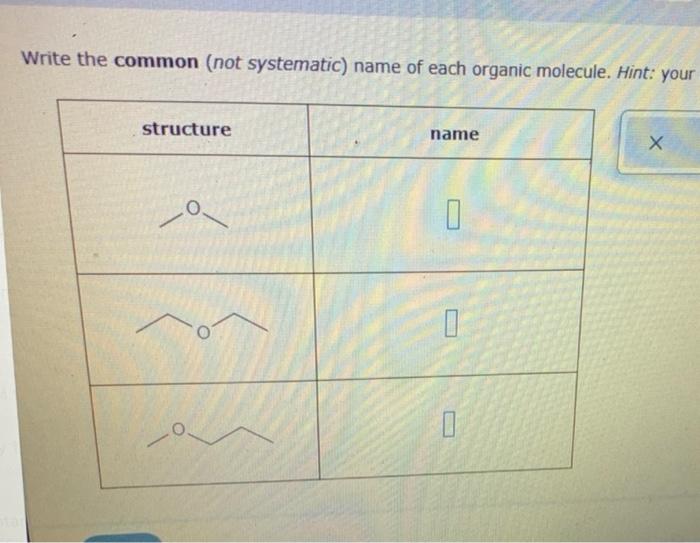 Solved Write the common (not systematic) name of each | Chegg.com