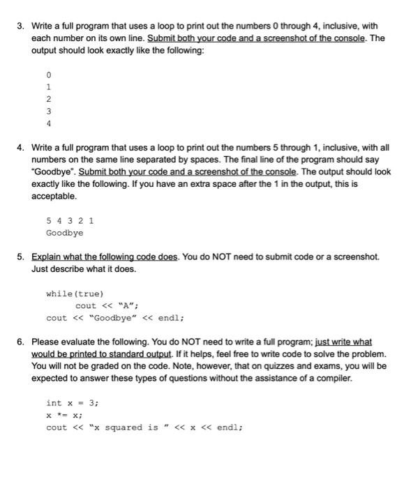 Solved 3. Write a full program that uses a loop to print out | Chegg.com