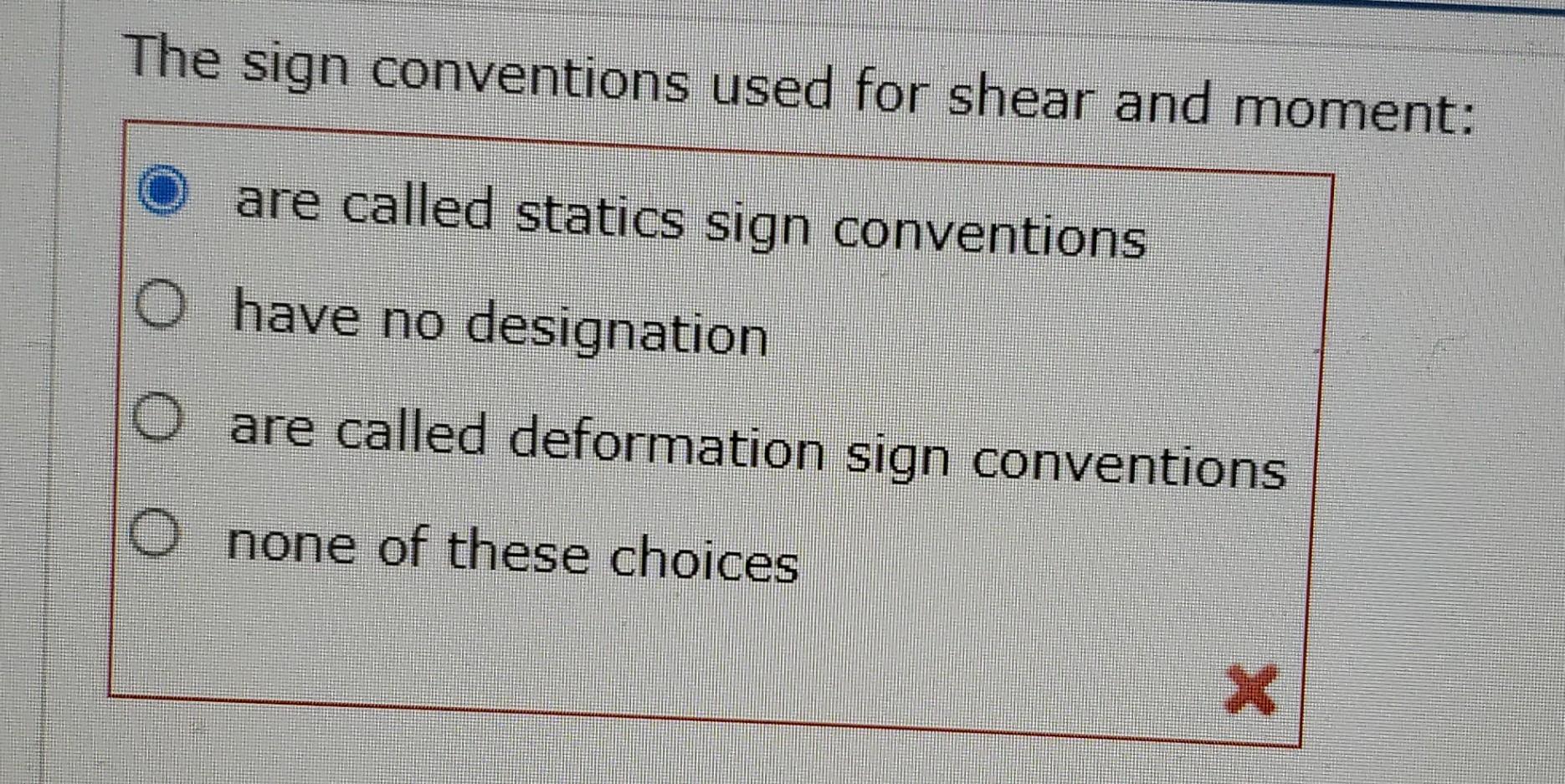 Solved The sign conventions used for shear and moment: are | Chegg.com