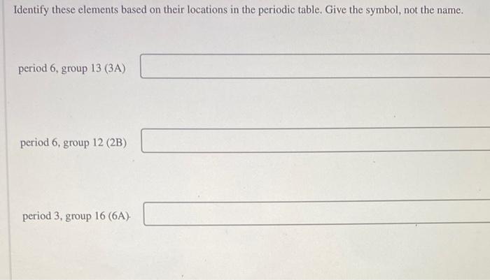 Solved Identify these elements based on their locations in | Chegg.com