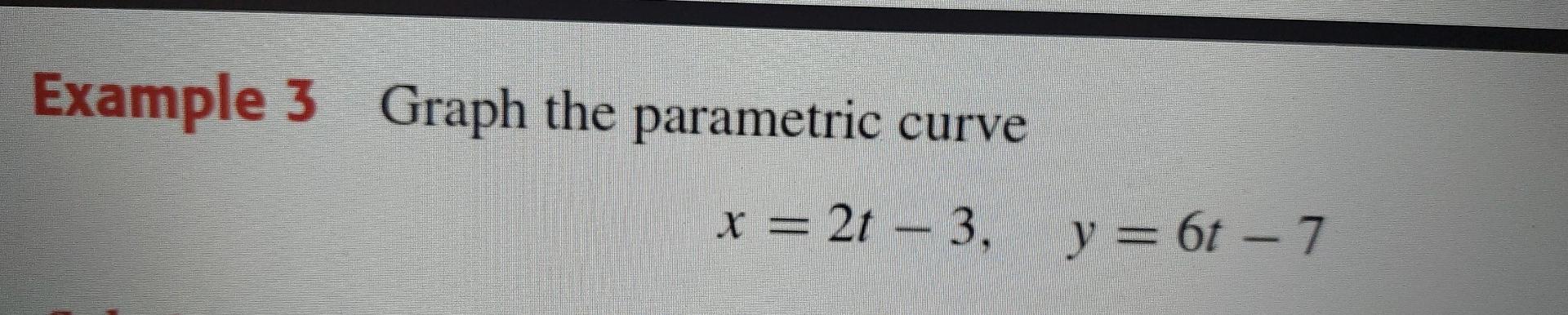 Solved Example 3 Graph the parametric curve x = 2t - 3, y = | Chegg.com