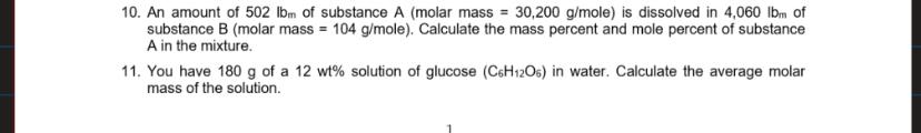 Solved An amount of 502lbm ﻿of substance A (molar mass | Chegg.com