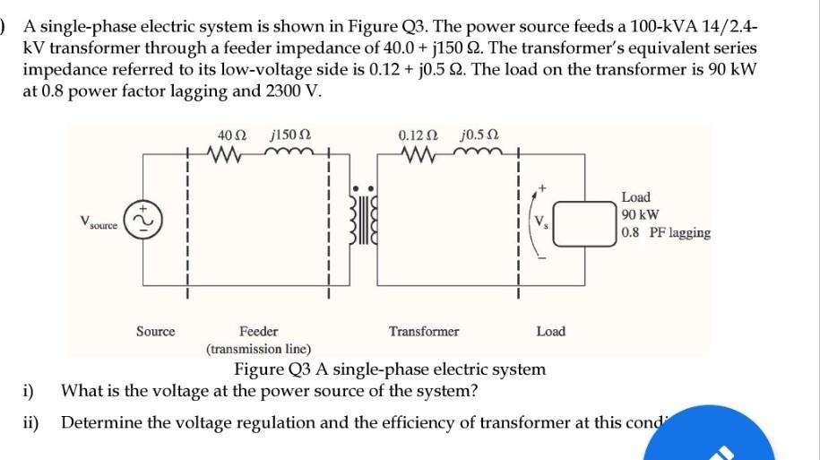 Solved A single-phase electric system is shown in Figure Q3. | Chegg.com