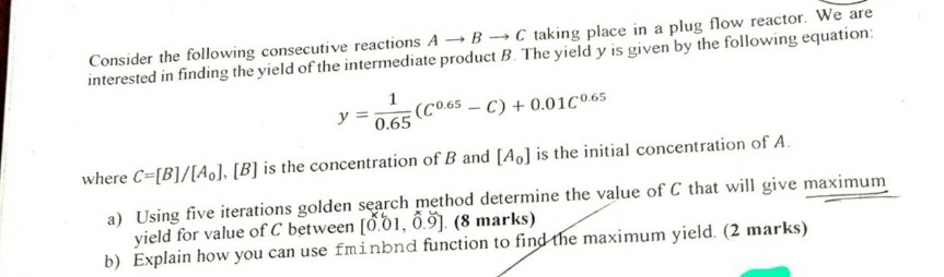 Consider the following consecutive reactions A B C | Chegg.com