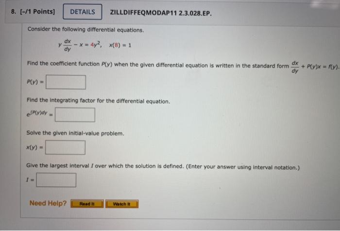 Solved Consider the following differential equations. | Chegg.com