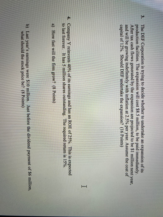 Solved 3. The DEF Corporation is trying to decide whether to | Chegg.com