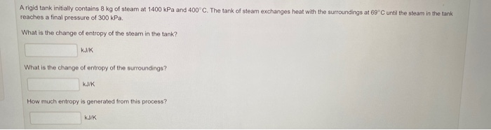 Solved A rigid tank initially contains 8 kg of steam at 1400 | Chegg.com