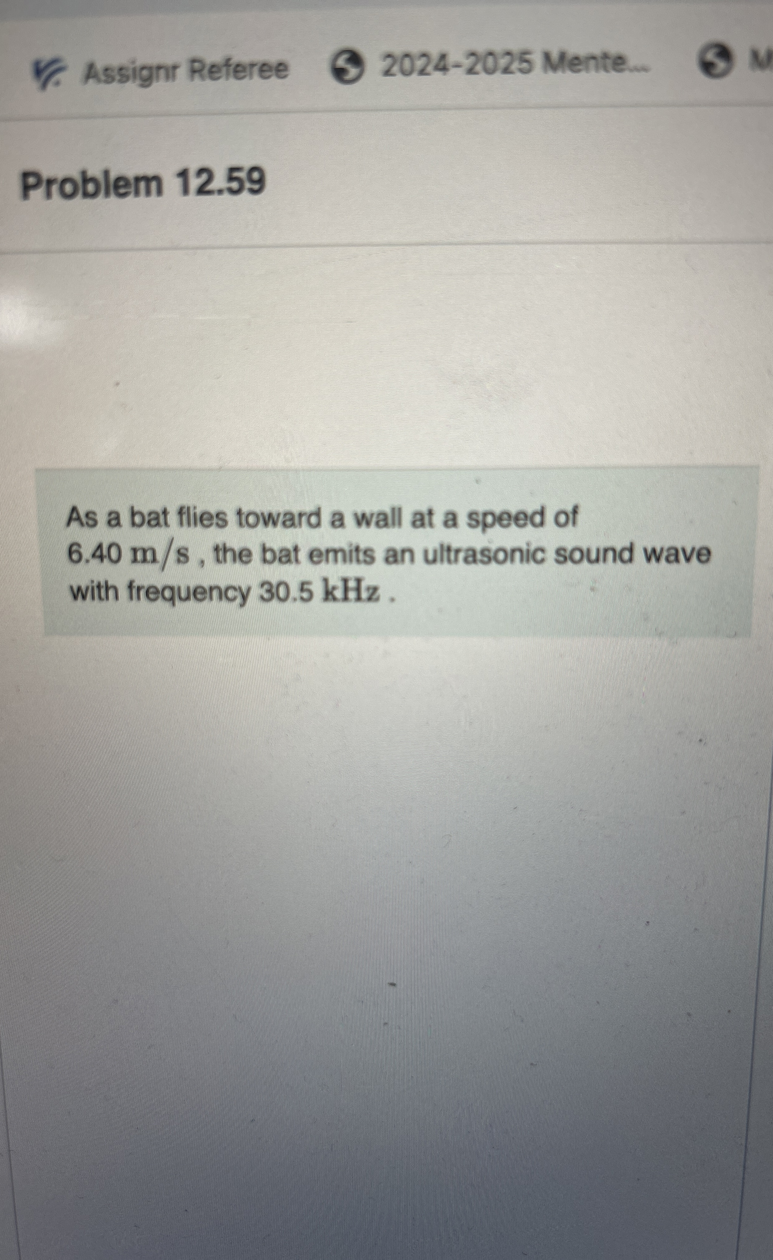 Solved What frequency does the bat hear in the reflected | Chegg.com