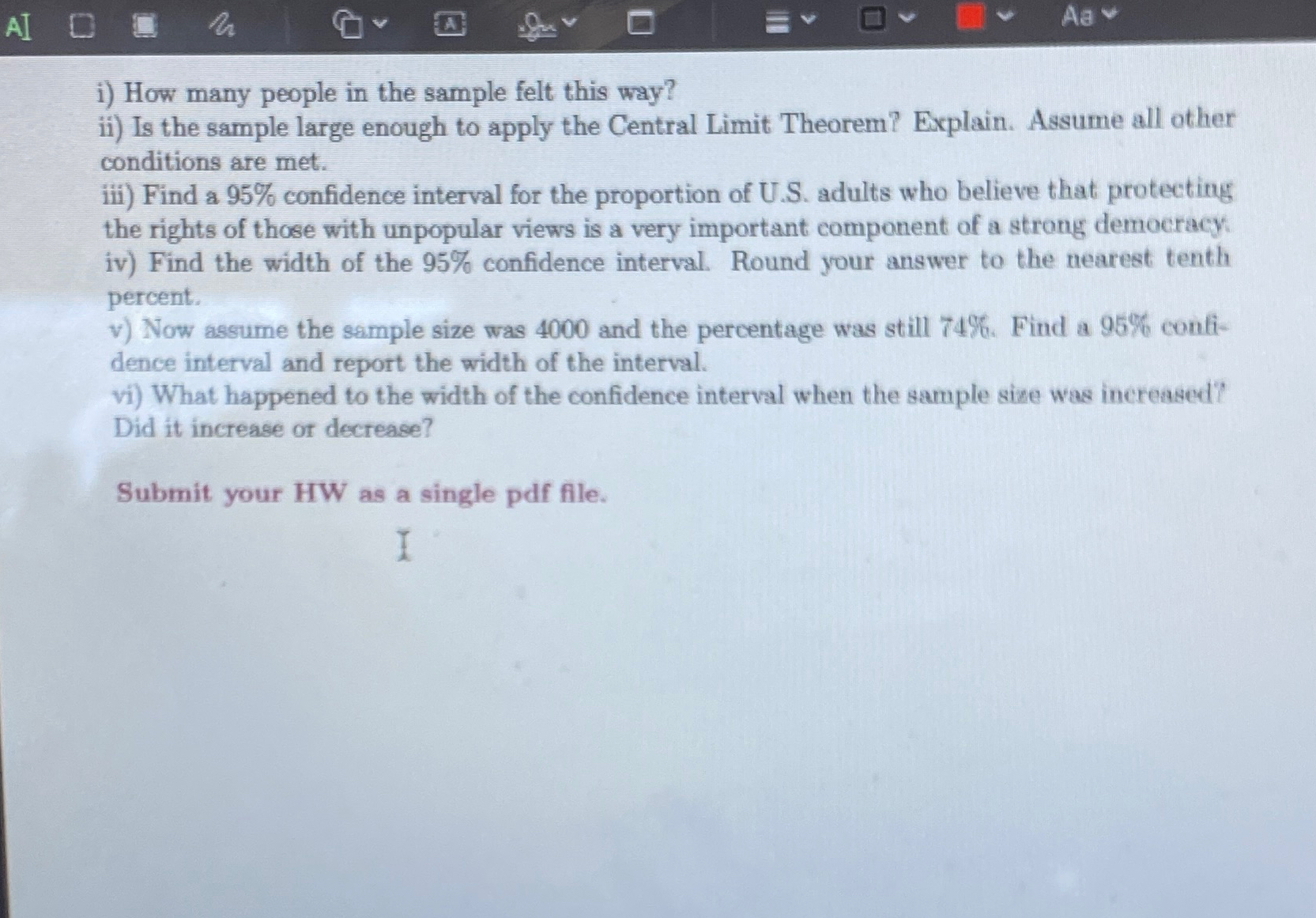 i) ﻿How many people in the sample felt this way?ii) | Chegg.com