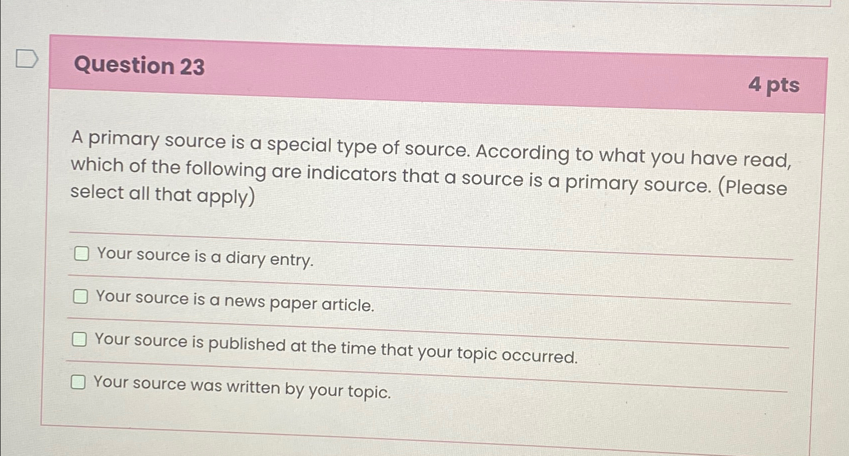 Solved A primary source is a special type of source. | Chegg.com