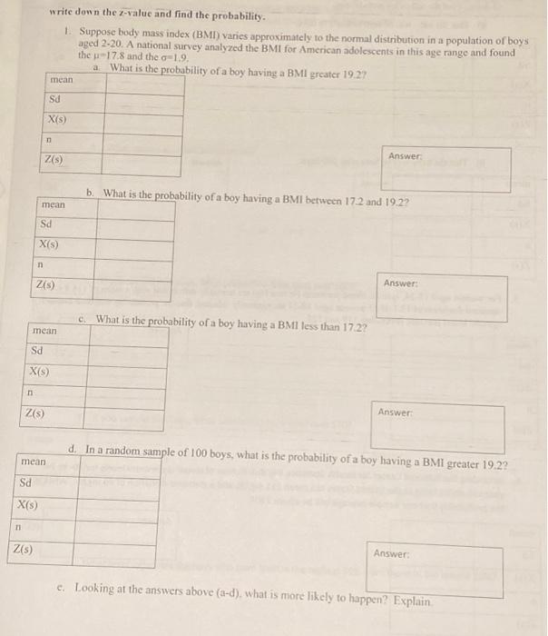Solved write down the z-value and find the probability. 1. | Chegg.com