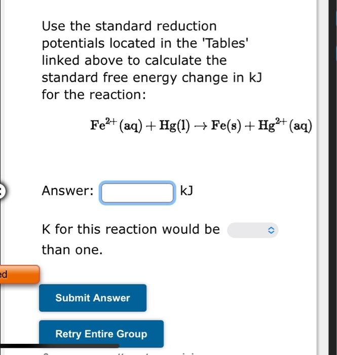Solved Use the standard reduction potentials located in the | Chegg.com