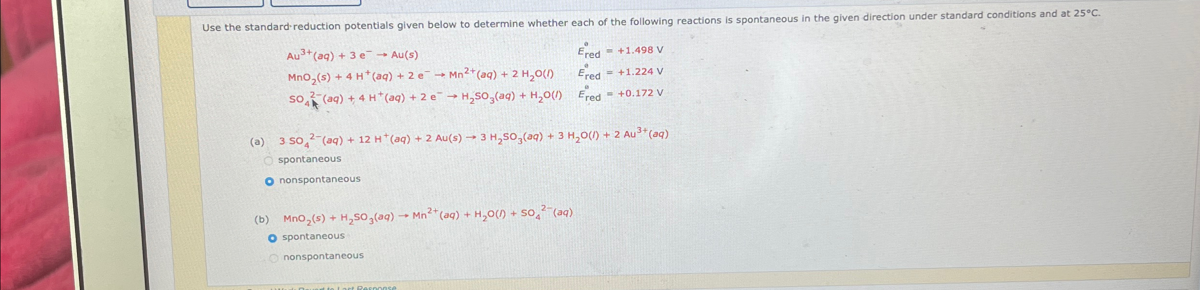 Solved Use the standard reduction potentials given below to | Chegg.com