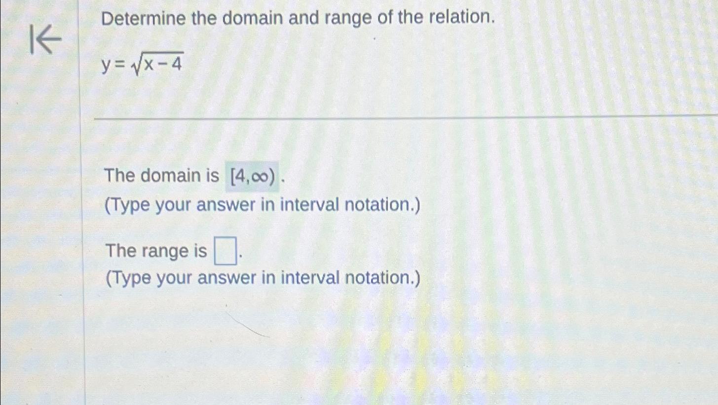 Solved Determine the rangey=x-42The range is | Chegg.com