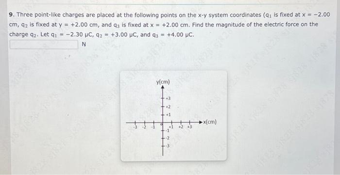 Solved 9. Three point-like charges are placed at the | Chegg.com