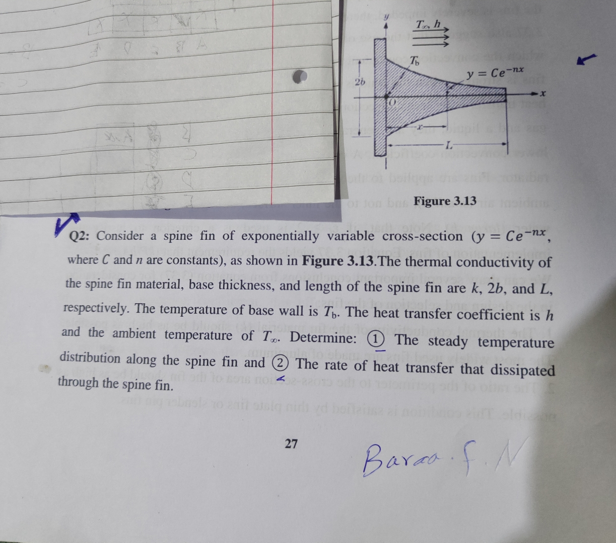 Solved rigure 3.15Q2: Consider a spine fin of exponentially | Chegg.com