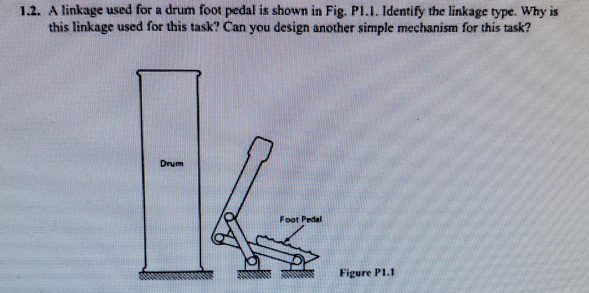 Solved 1.2. A linkage used for a dnum foot pedal is shown in | Chegg.com