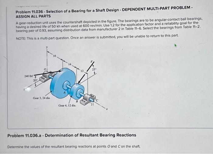 Solved Problem 11.036 - Selection of a Bearing for a Shaft | Chegg.com