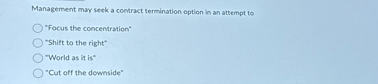Solved Management may seek a contract termination option in | Chegg.com