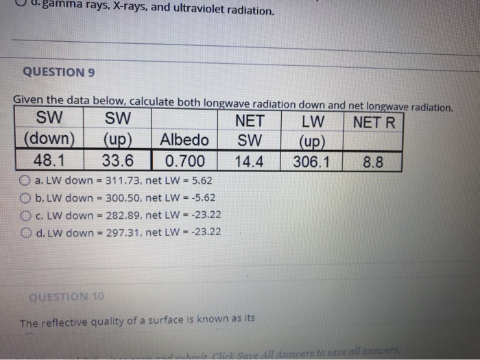 Solved vu.gamma rays, X-rays, and ultraviolet radiation. | Chegg.com