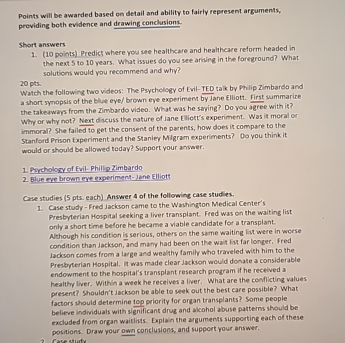 Solved Points will be awarded based on detail and ability to | Chegg.com