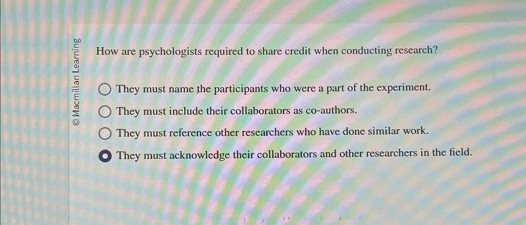 Solved How are psychologists required to share credit when | Chegg.com