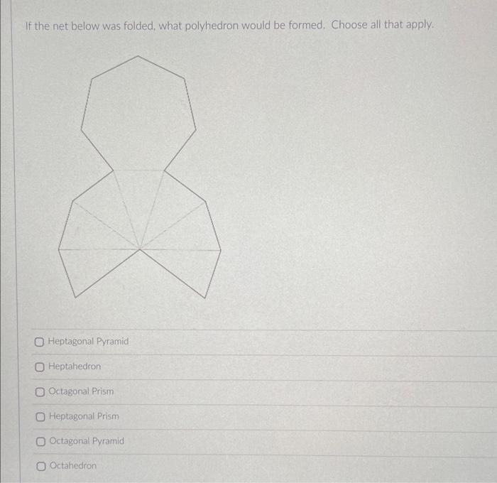 Solved If the net below was folded, what polyhedron would be | Chegg.com