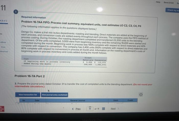 Solved Required information Problem 16-7AA FIFO: Process | Chegg.com Solved Required information Problem 16-7AA FIFO: Process | Chegg.com