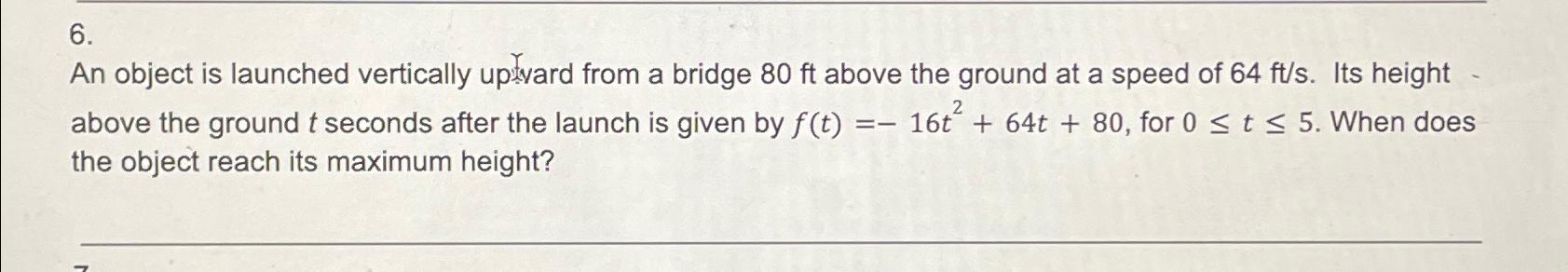 Solved An object is launched vertically up above the ground | Chegg.com