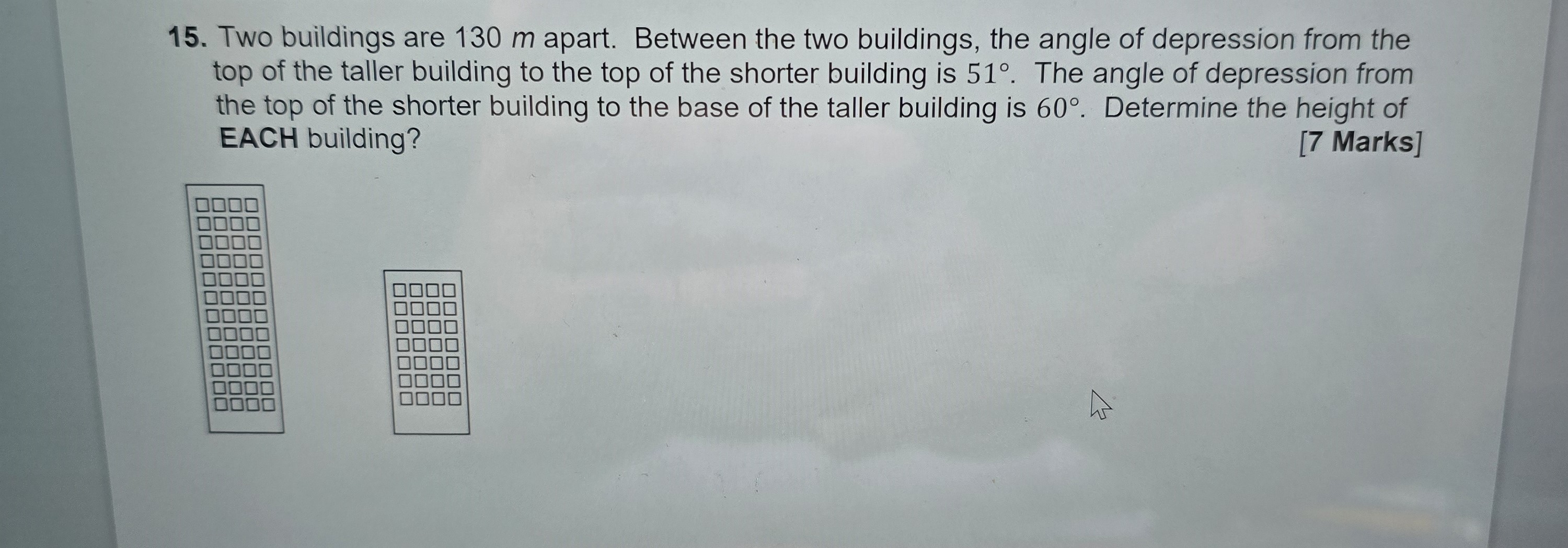 Solved Two buildings are 130m ﻿apart. Between the two | Chegg.com