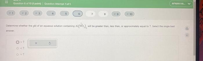 Solved Determine whether the pH of an aqueous solution | Chegg.com