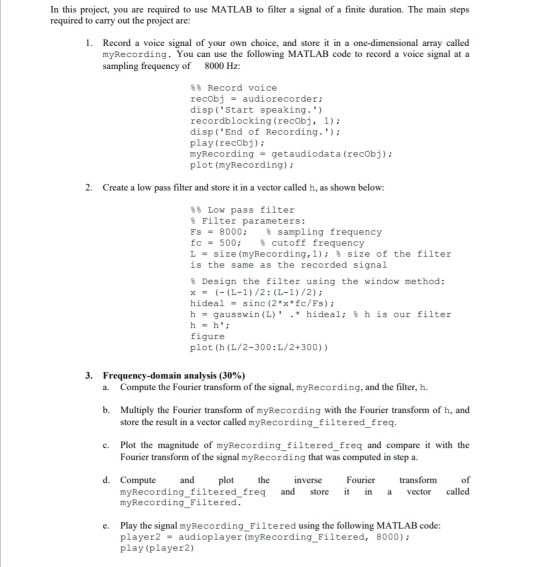 In this project, you are required to use MATLAB to | Chegg.com