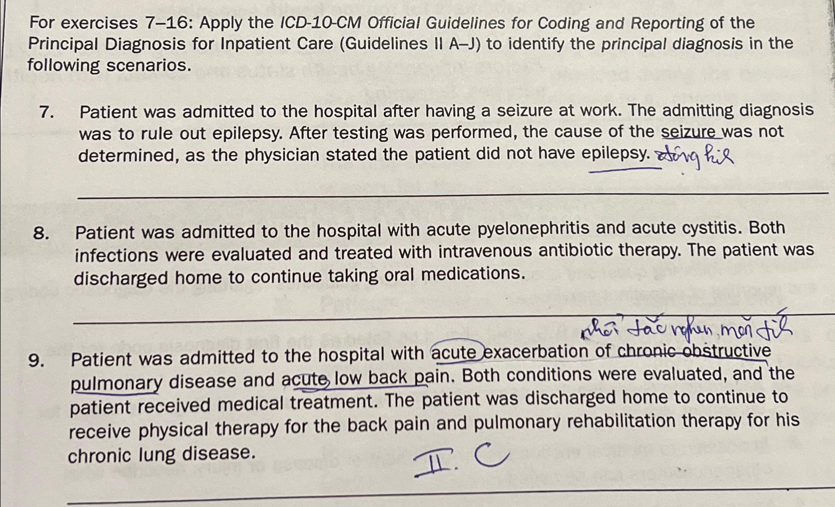 Solved For exercises 7-16: Apply the ICD-10-CM Official | Chegg.com