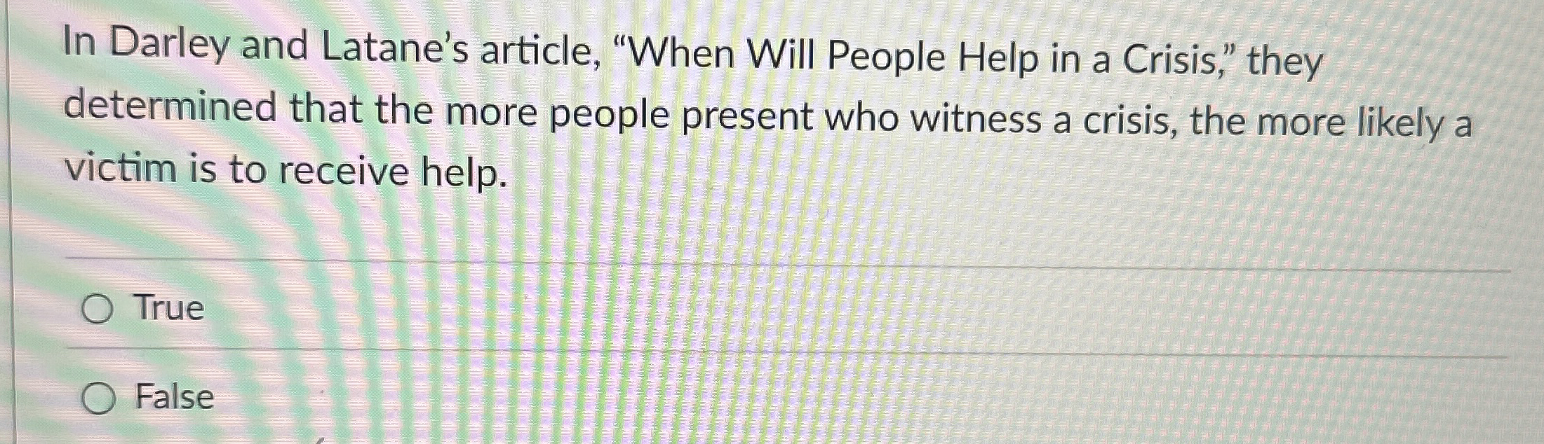 Solved In Darley and Latane's article, "When Will People | Chegg.com