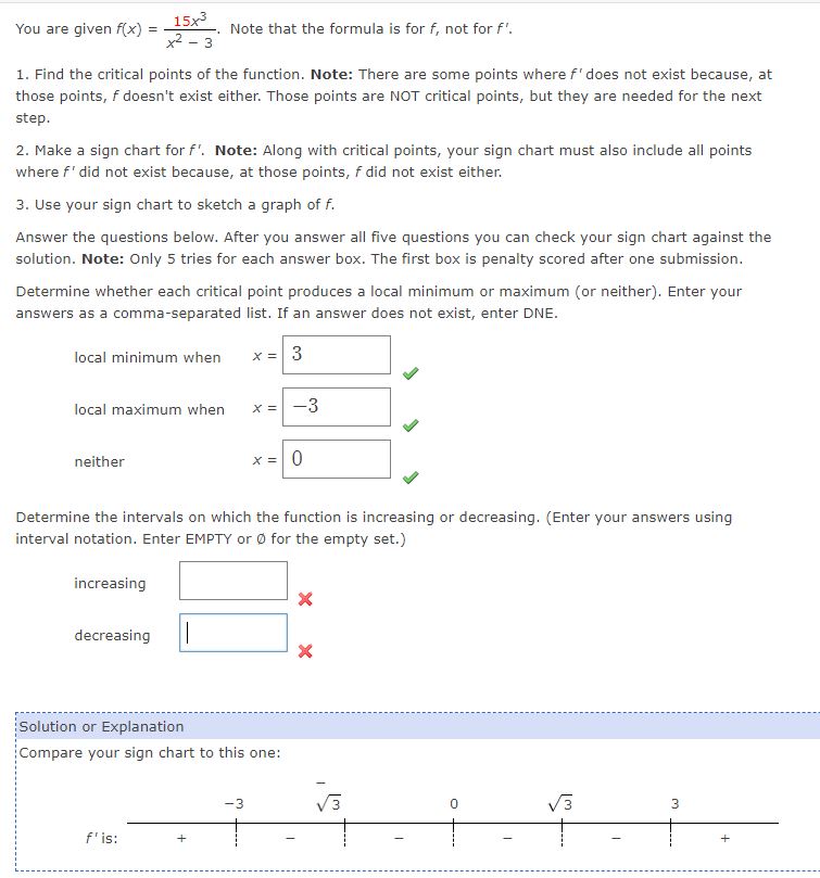 Solved You are given f(x)=15x3x2-3. ﻿Note that the formula | Chegg.com