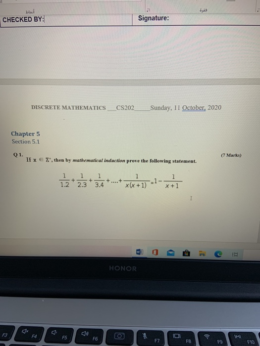 Solved فقرة bla CHECKED BY: Signature: DISCRETE MATHEMATICS | Chegg.com