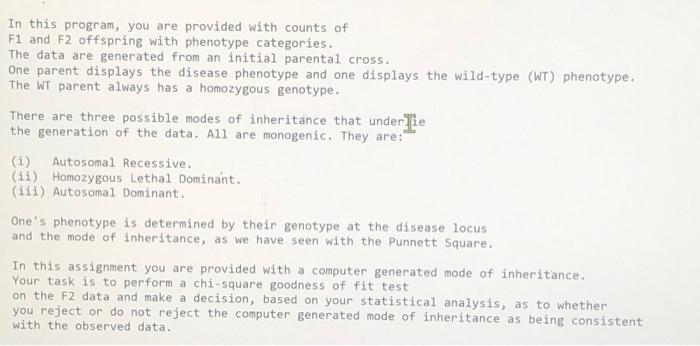Solved In this program, you are provided with counts of F1 | Chegg.com