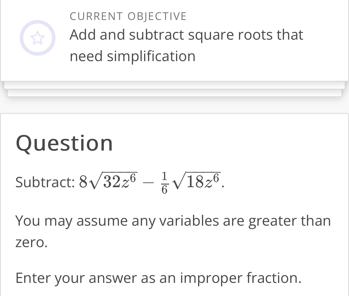 Solved CURRENT OBJECTIVEAdd and subtract square roots that | Chegg.com