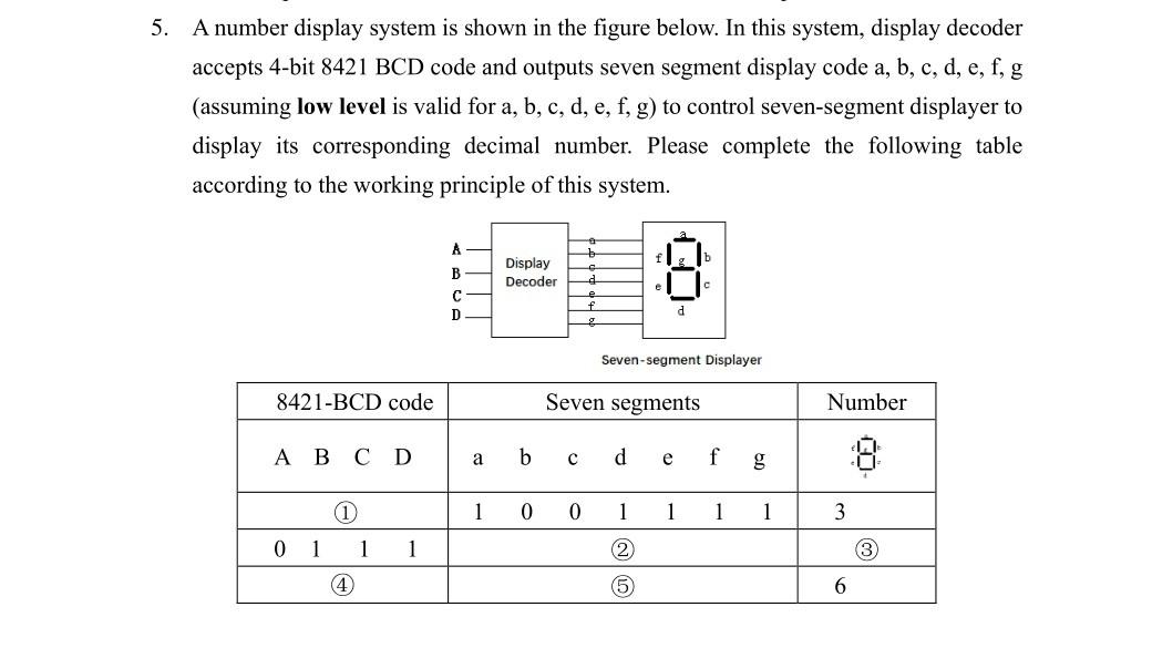 Solved 5. A number display system is shown in the figure | Chegg.com