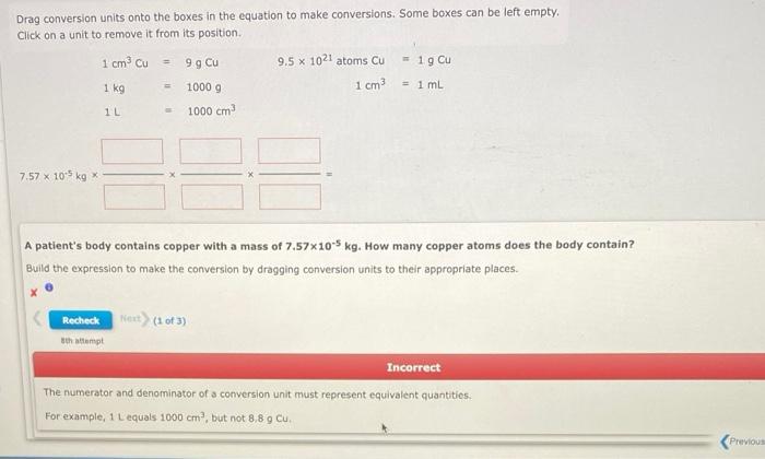Solved Drag conversion units onto the boxes in the equation | Chegg.com