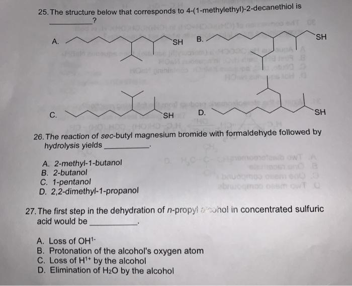 Solved 25. The structure below that corresponds to | Chegg.com