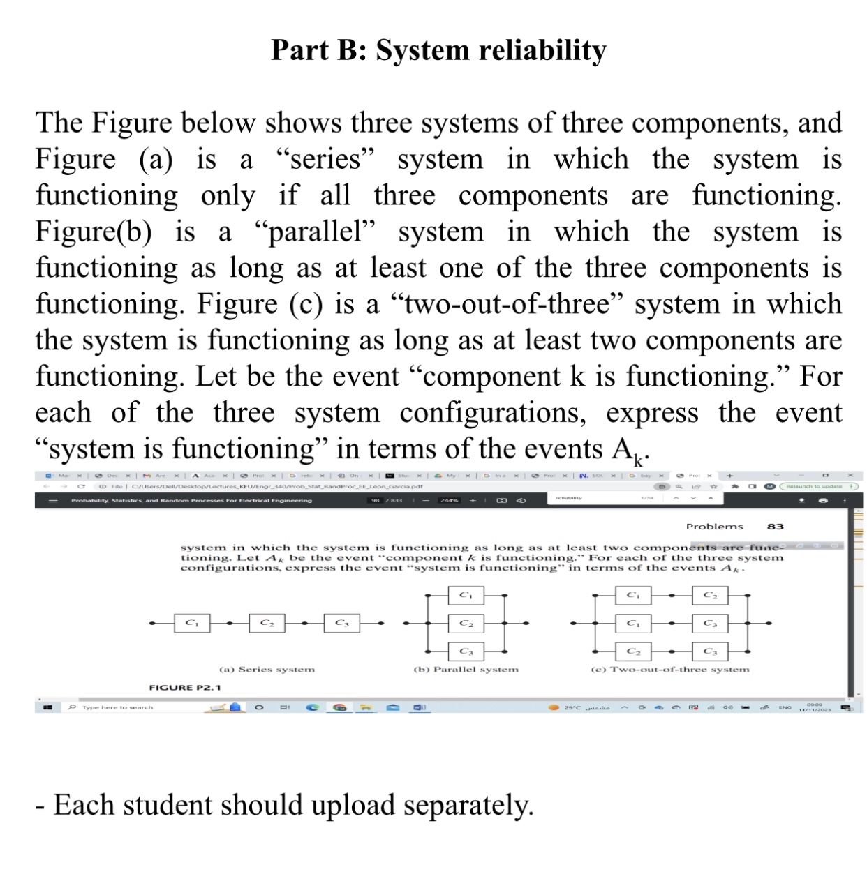 Solved Part B: System reliabilityThe Figure below shows | Chegg.com