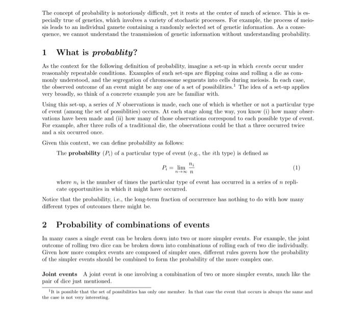 Solved The concept of probability is notoriously difficult, | Chegg.com
