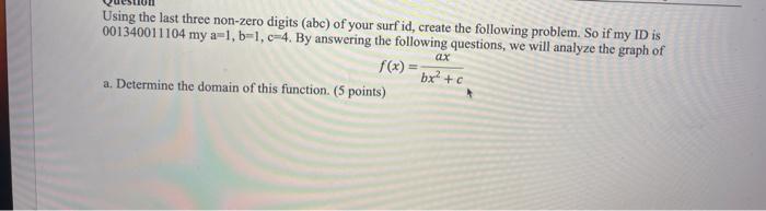 Solved Using the last three non-zero digits (abc) of your | Chegg.com