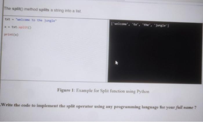 Solved Write The Code To Implement The Split Operator Using 8296