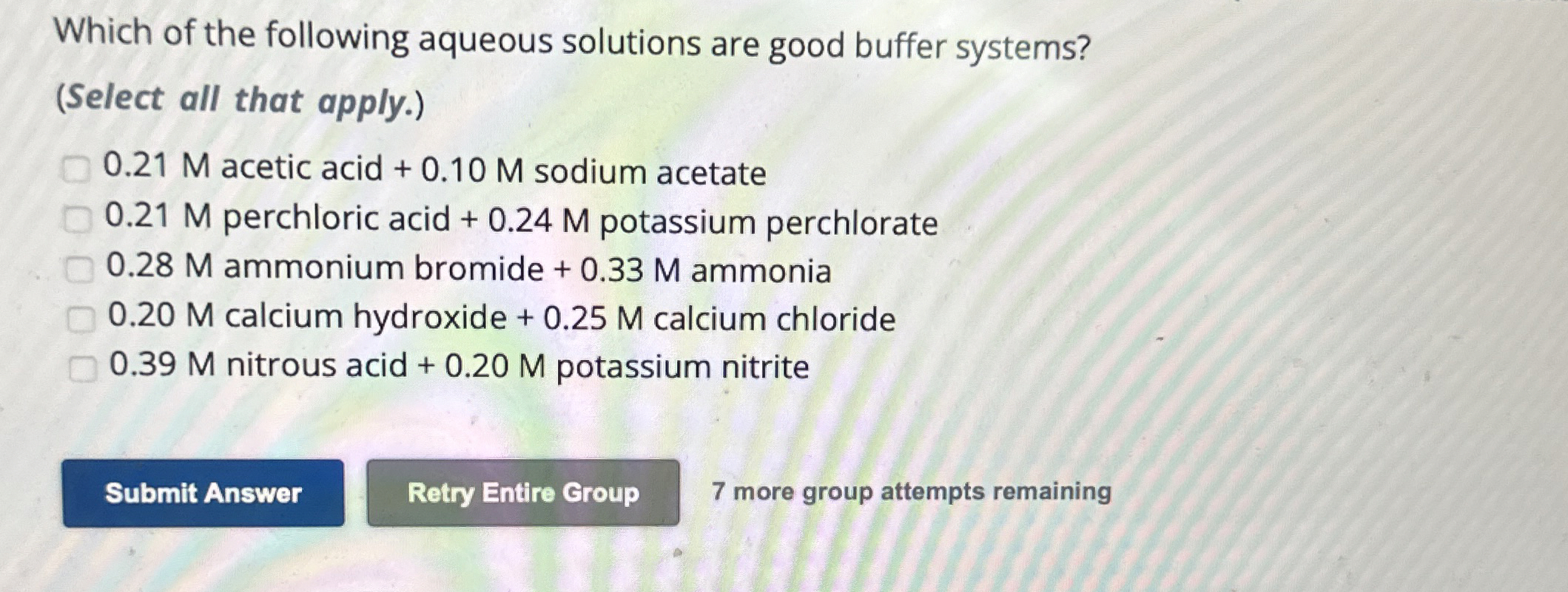 Solved Which of the following aqueous solutions are good | Chegg.com